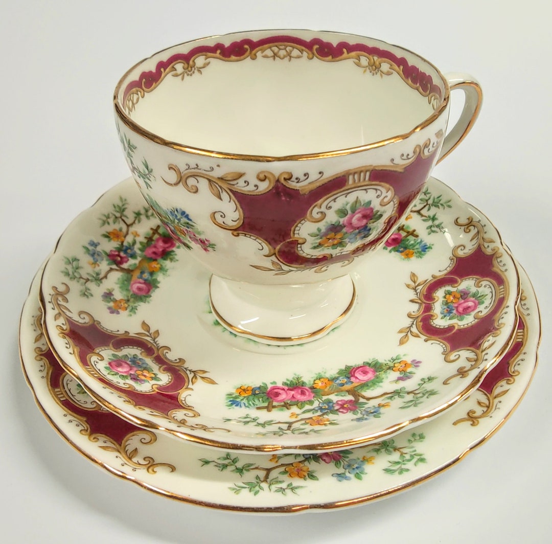 Vintage Foley Teacup Saucer and Plate Trio Set Broadway Pattern - Etsy