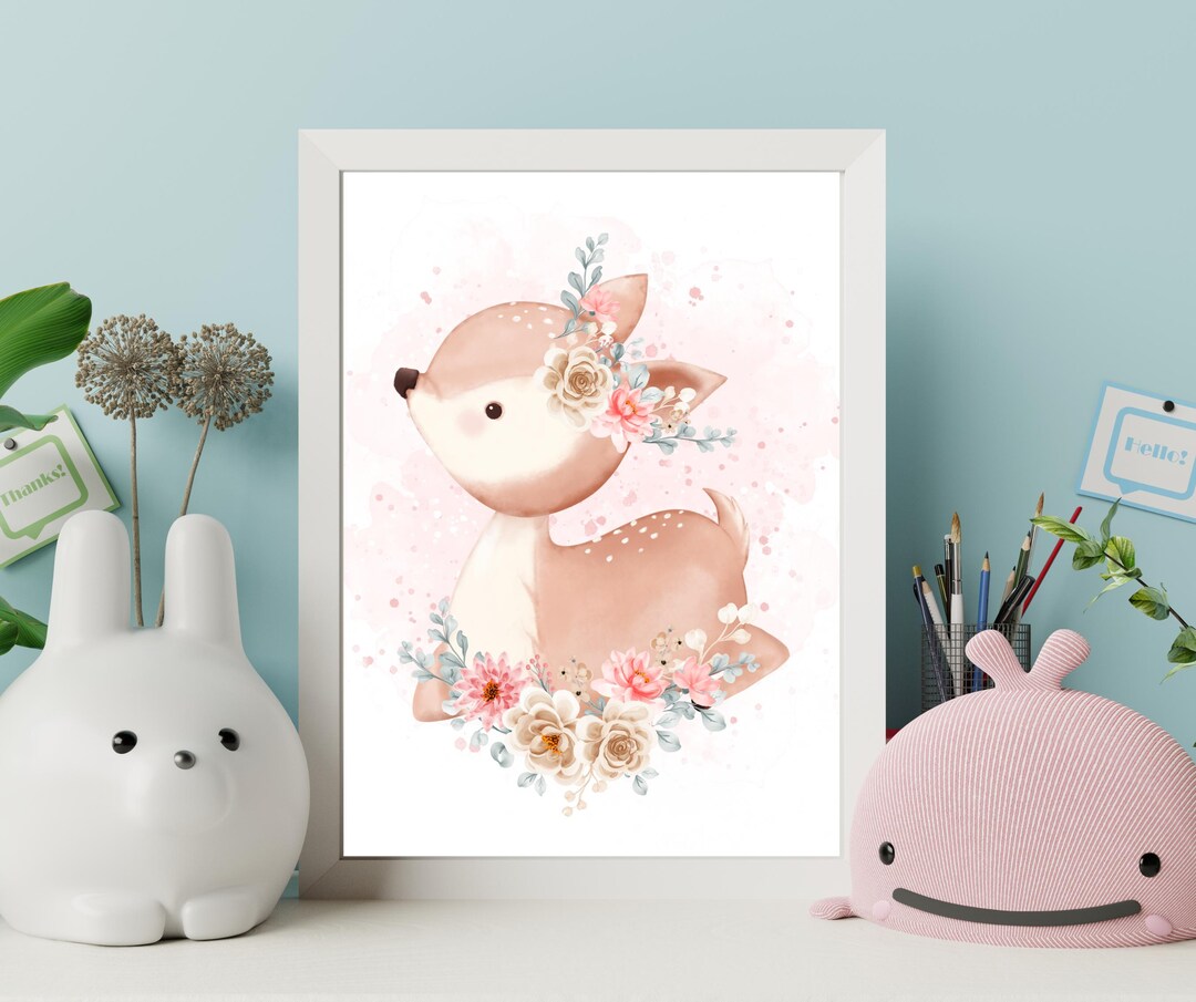 Cute Deer PNG Adorable Baby Deer Print for Nursery Wall Art Kids Room ...