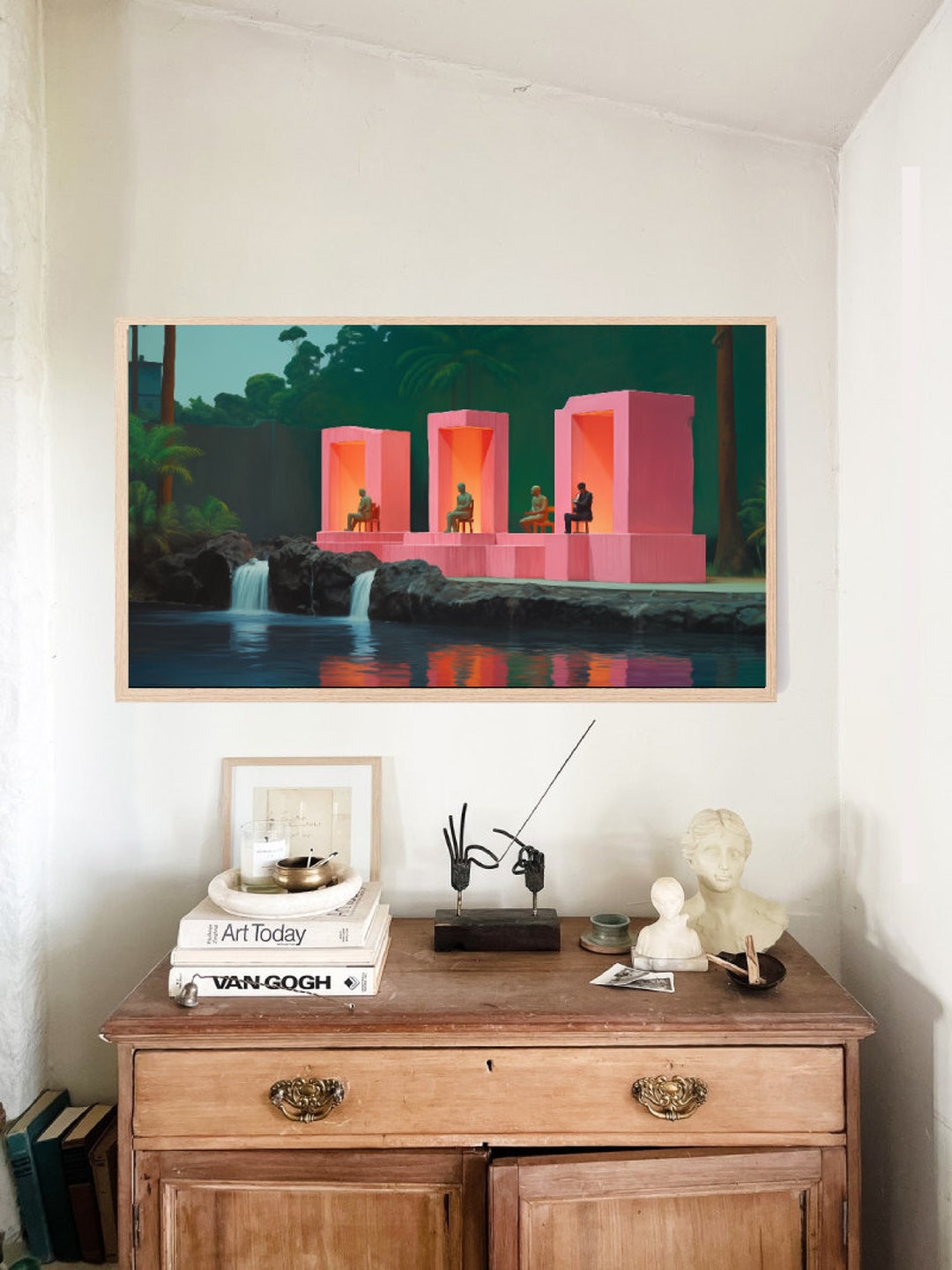 Beautiful Surrealist Oil Painting Pink Tropical Rooms Artwork for ...