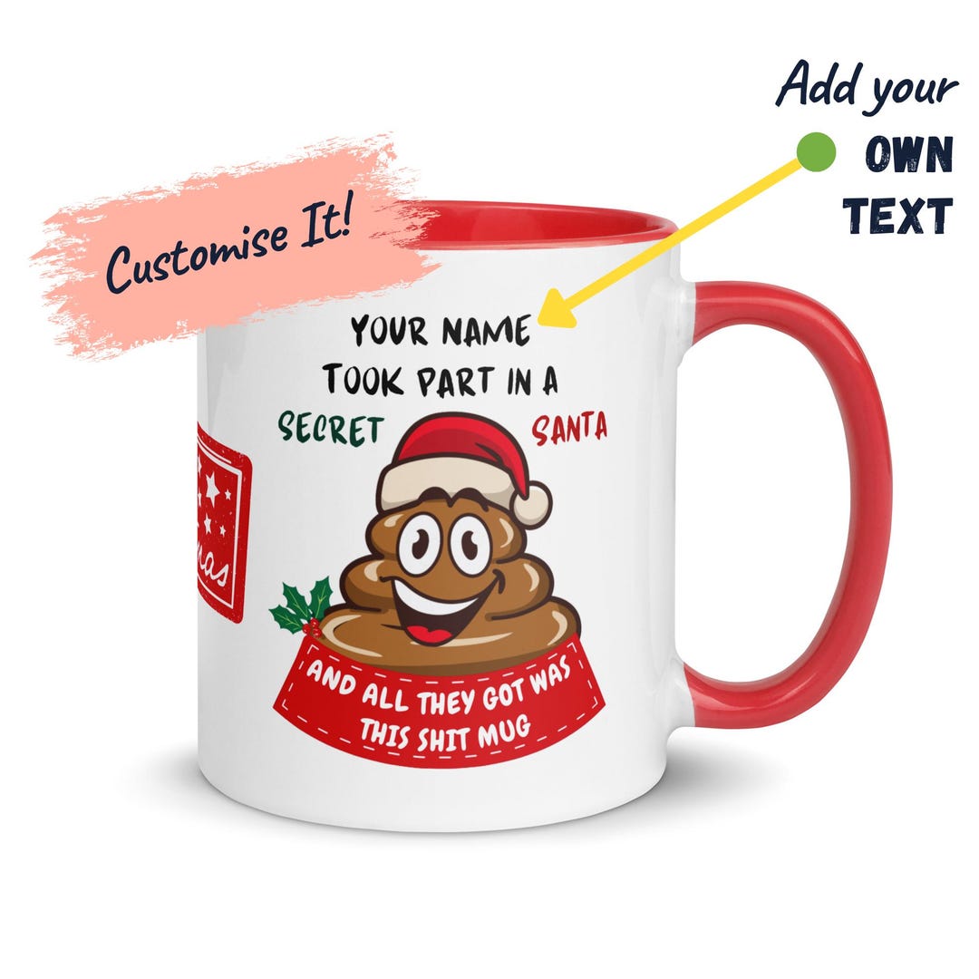 Secret Santa Poo Emoji Coffee Mug Xmas Gift Funny Personalized Xmas ...