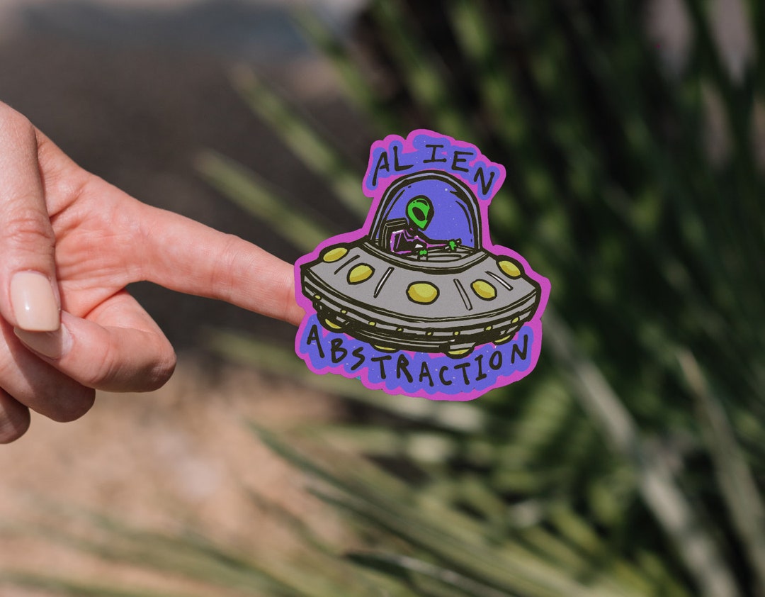 UFO Sticker, Aliens, Alien Abstraction, Cute Alien Sticker, Vinyl ...
