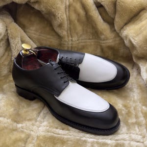 Men Exotic Two Tone Black and White Color Lace up Shoes for Men ...