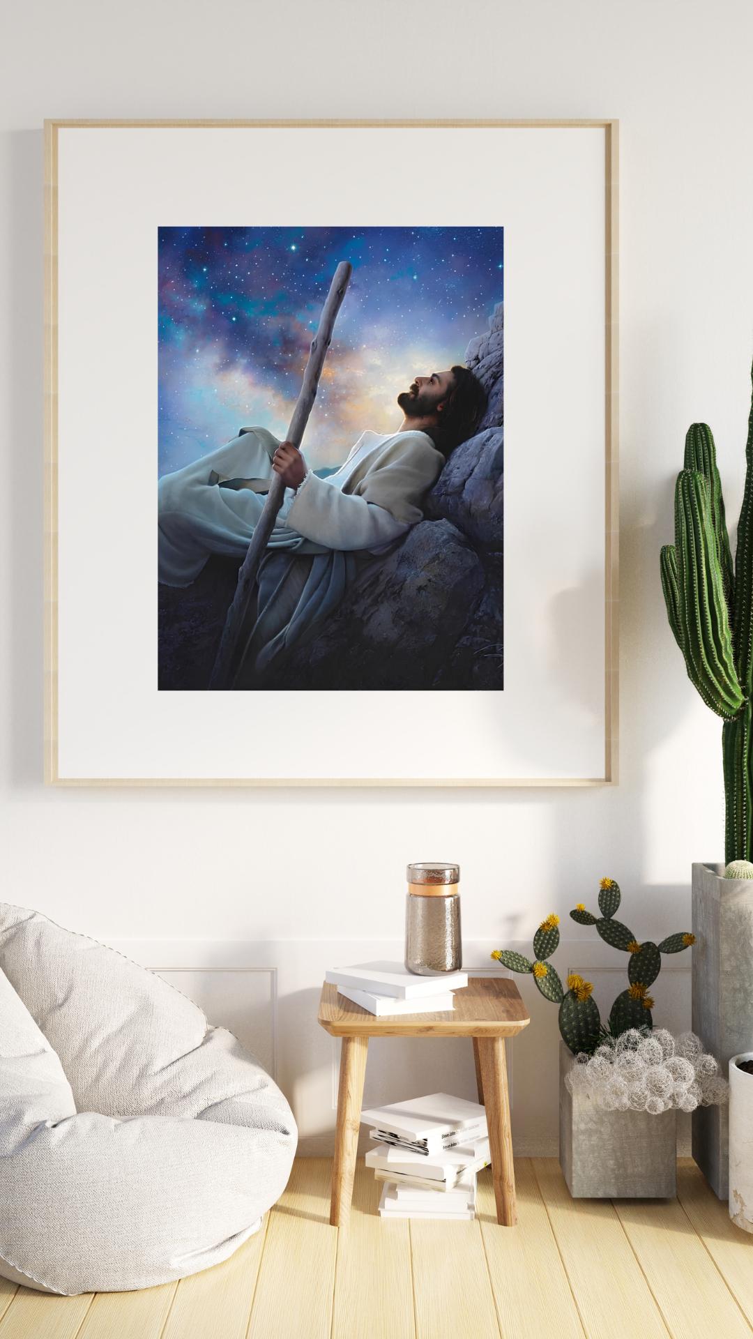 Jesus Christ Under Starry Sky, Printable Wall Art, Night Christian ...