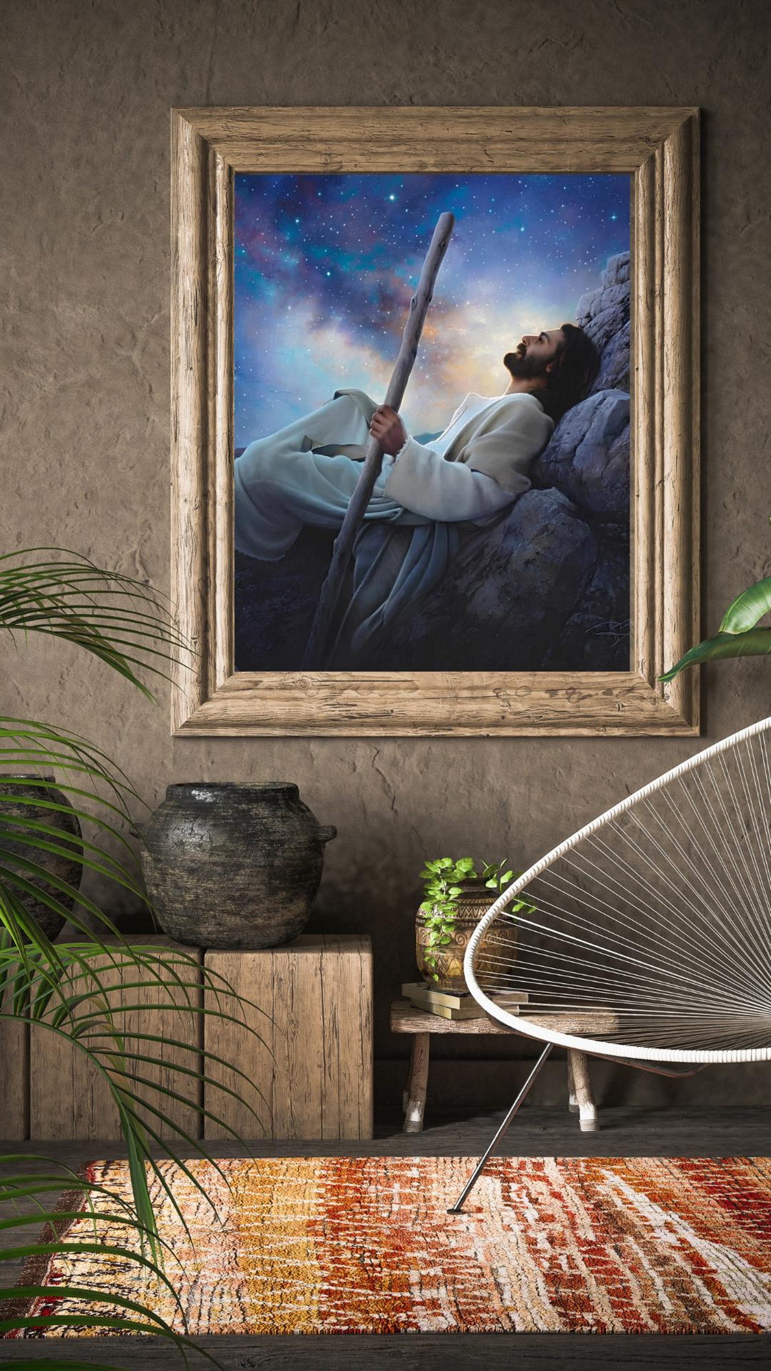 Jesus Christ Under Starry Sky, Printable Wall Art, Night Christian ...