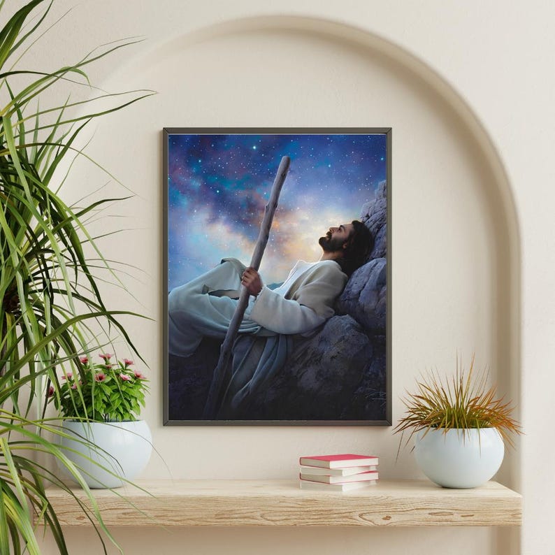Jesus Christ Under Starry Sky, Printable Wall Art, Night Christian ...