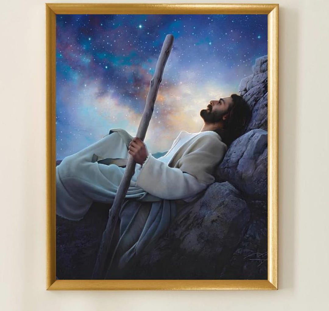 Jesus Christ Under Starry Sky, Printable Wall Art, Night Christian ...