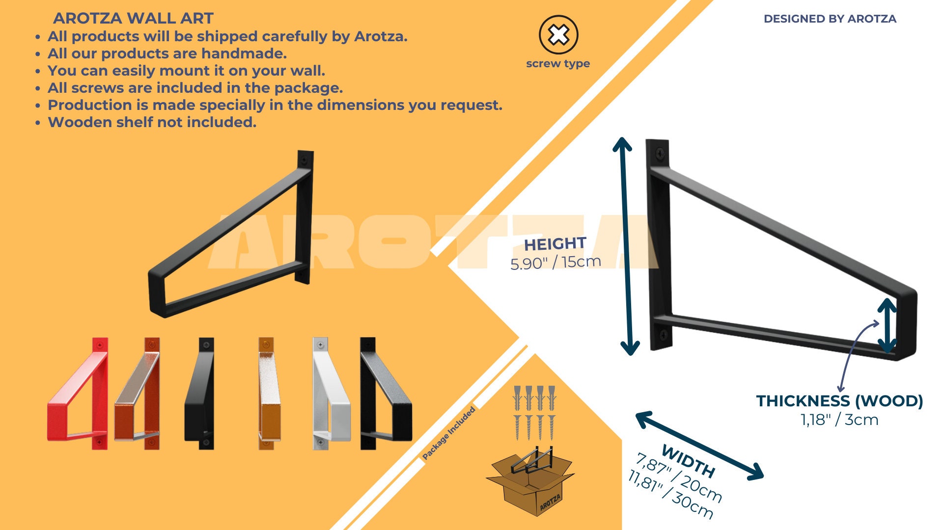 Shelf Brackets, Colorful Floating Shelves, Unique Metal Shelving ...