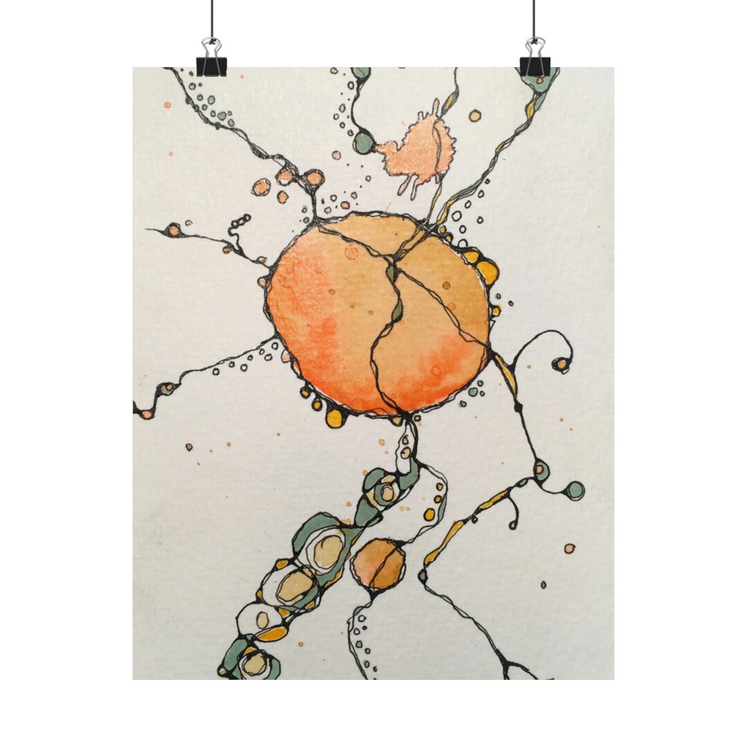 Neuro Artwork, Light Orange, Olive Greens, Frame for Gorgeous Accent to ...