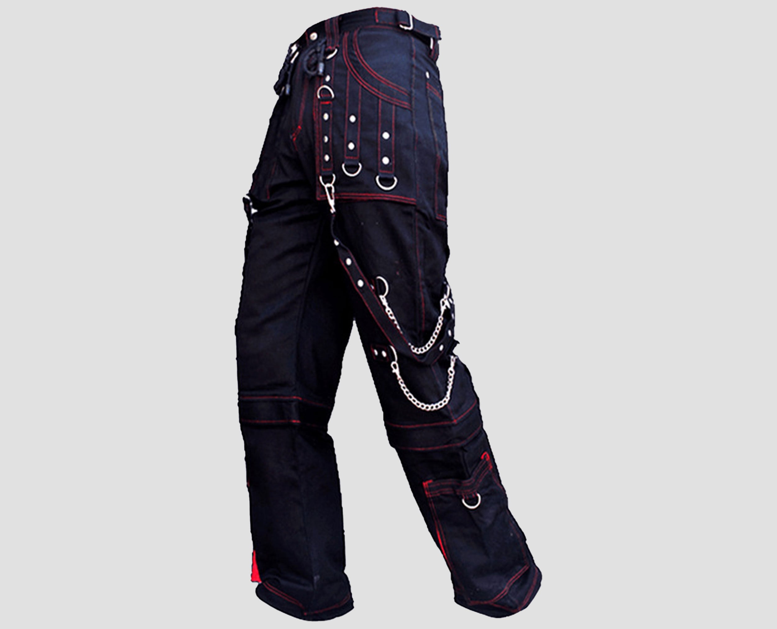 Gothic Pant, RED Super Skull Gothic Cyber Chain Goth Jeans Punk Rock ...