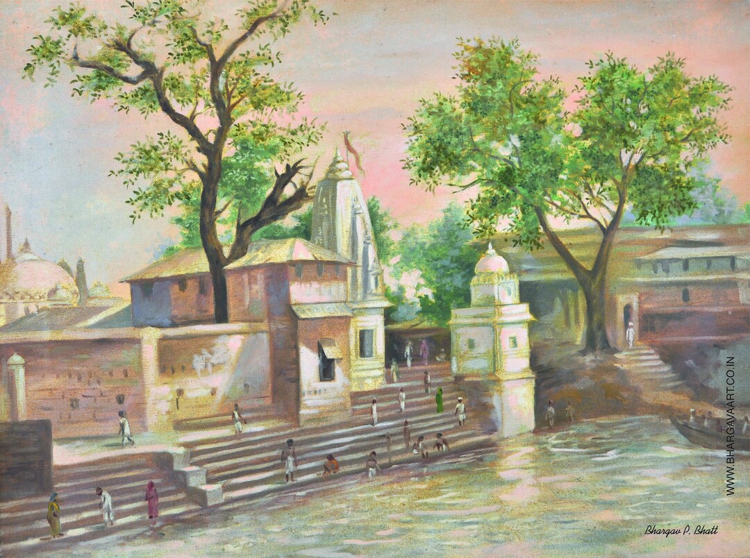 Temple Landscape Painting for Wall Decor Digitally Download - Etsy