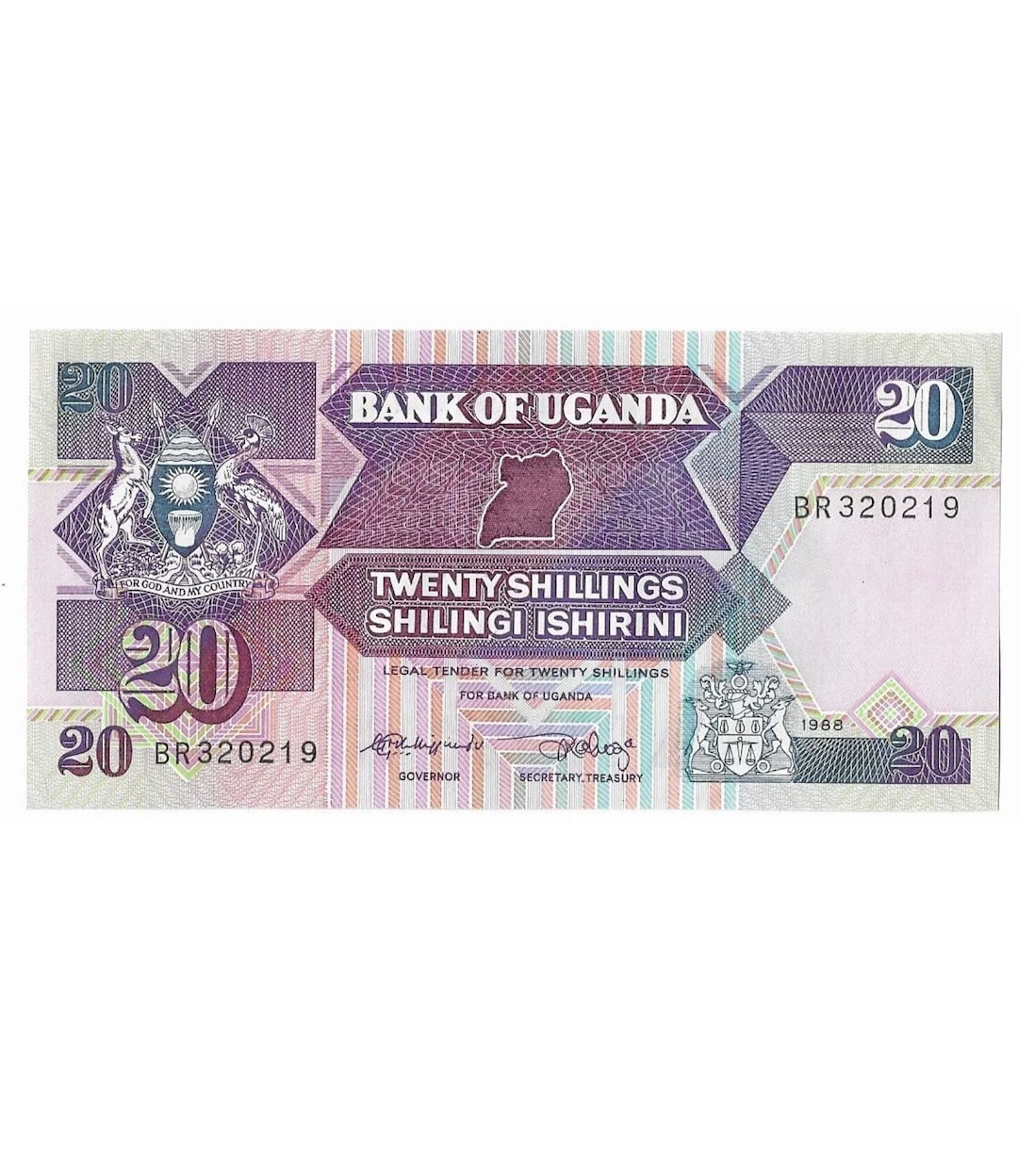 Uganda 1988 Banknote. 20 Shillings Uncirculated Note. Single - Etsy