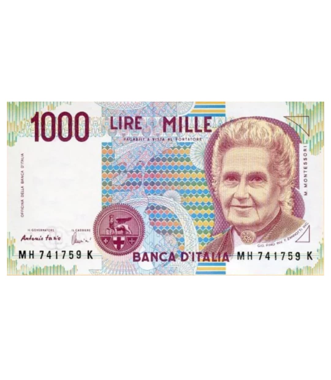 ITALY 1000 Lire 1990 Maria Montessori Banknote Uncirculated. - Etsy