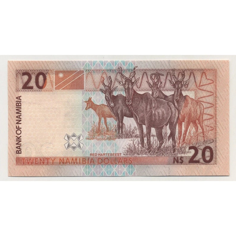 Namibia 20 Dollars 2002 UNC. Single 20 Dollars Uncirculated Bill Note ...