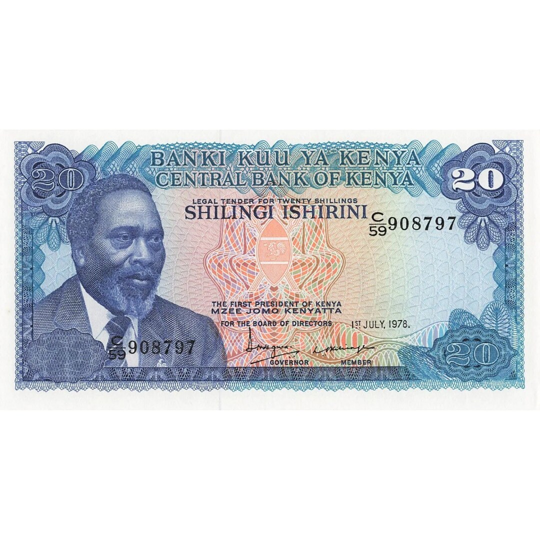 Kenya 20 Shillings 1978 UNC. Single 20 Shillings Uncirculated Bill Note ...