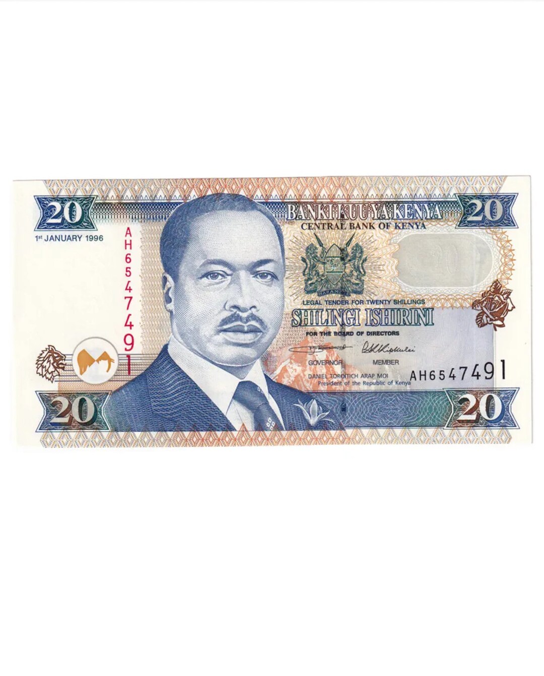 1996 Kenya 20 Shillings Uncirculated Banknote. Twenty Kenyan - Etsy