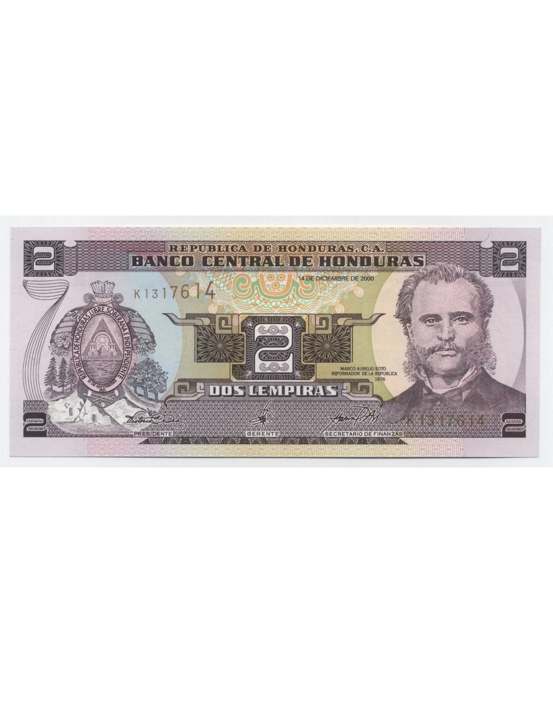 Honduras 2 Lempiras Year 2000 Uncirculated Banknote. Single - Etsy
