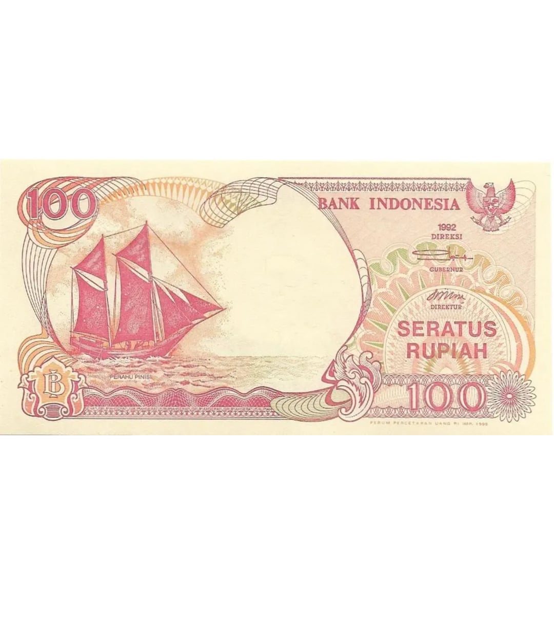 Indonesia Banknote 100 Rupiah Volcano Sailboat. Indonesian - Etsy