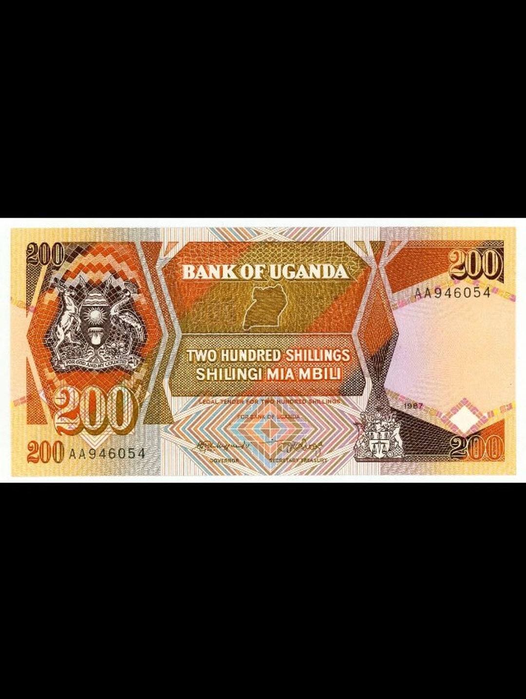 Uganda 1987 ND. 200 Shillings Uncirculated Bill. Two Hundred - Etsy