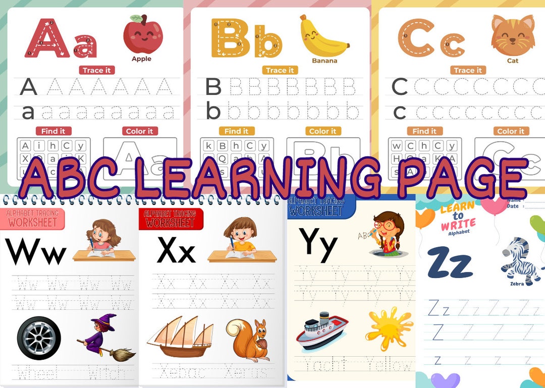 Printable Kid Alphabet Learning Pages, Children ABC Workbook ...