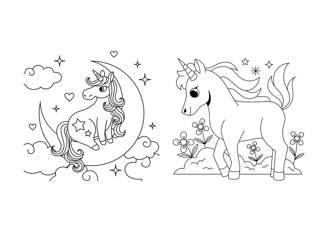 34 Cute Unicorn Coloring Pages for Kids Unicorn Coloring - Etsy