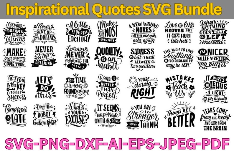 Inspirational Quotes SVG Bundle, Motivational Quotes SVG, Positive ...