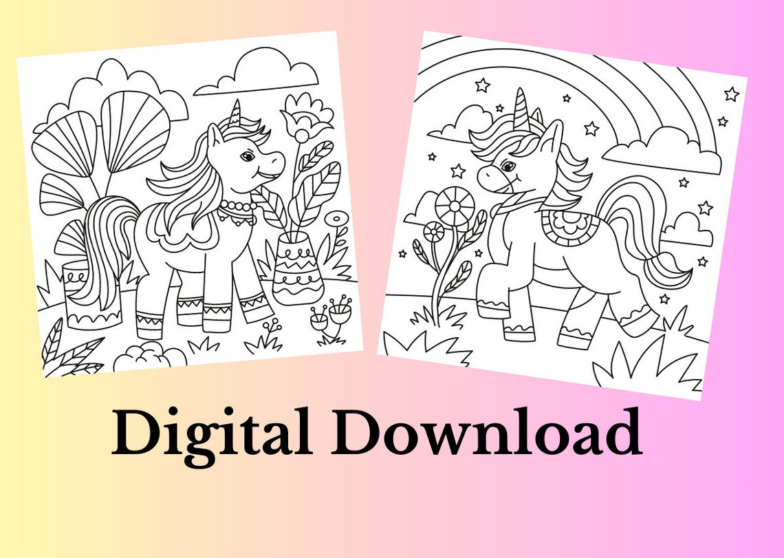 34 Cute Unicorn Coloring Pages for Kids Unicorn Coloring - Etsy