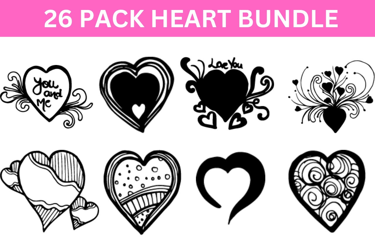 Heart Svg Bundle Heart Svg Hand Drawn Heart Svg Open Heart - Etsy