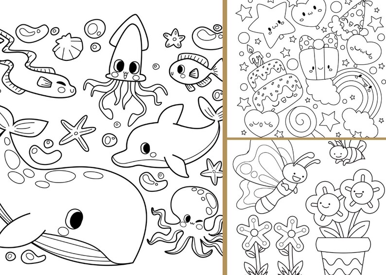 Printable Colouring Sheets Instant Download 5 X Fun Animals - Etsy