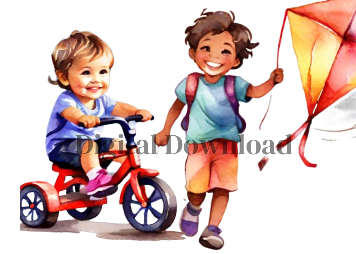 Cartoon Kids PNG Clipart. Four Cute Children Jumping With Joy, Happy ...