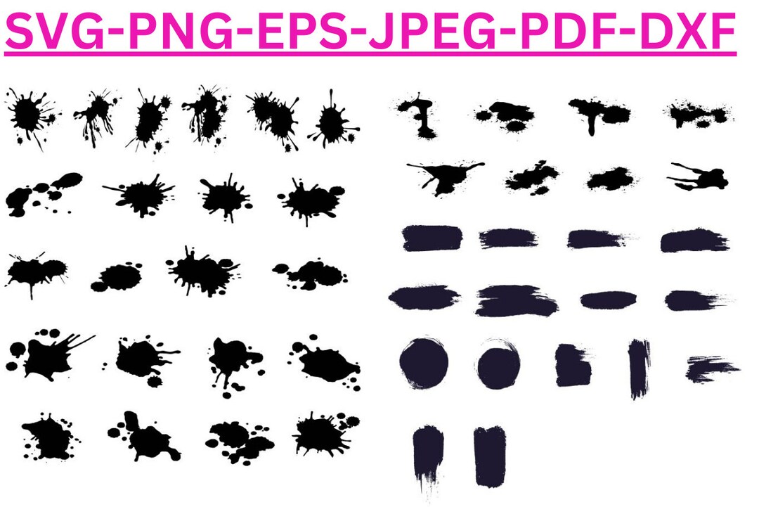 Paint Splatter SVG, 45 File Bundle, Paint Splats Svg, Paint, Clipart ...