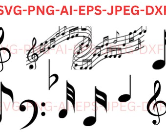 Musical Notes Instant Download SVG, PNG, EPS, Dxf, Jpg Digital Download ...