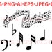 Musical Notes Instant Download SVG, PNG, EPS, Dxf, Jpg Digital Download ...