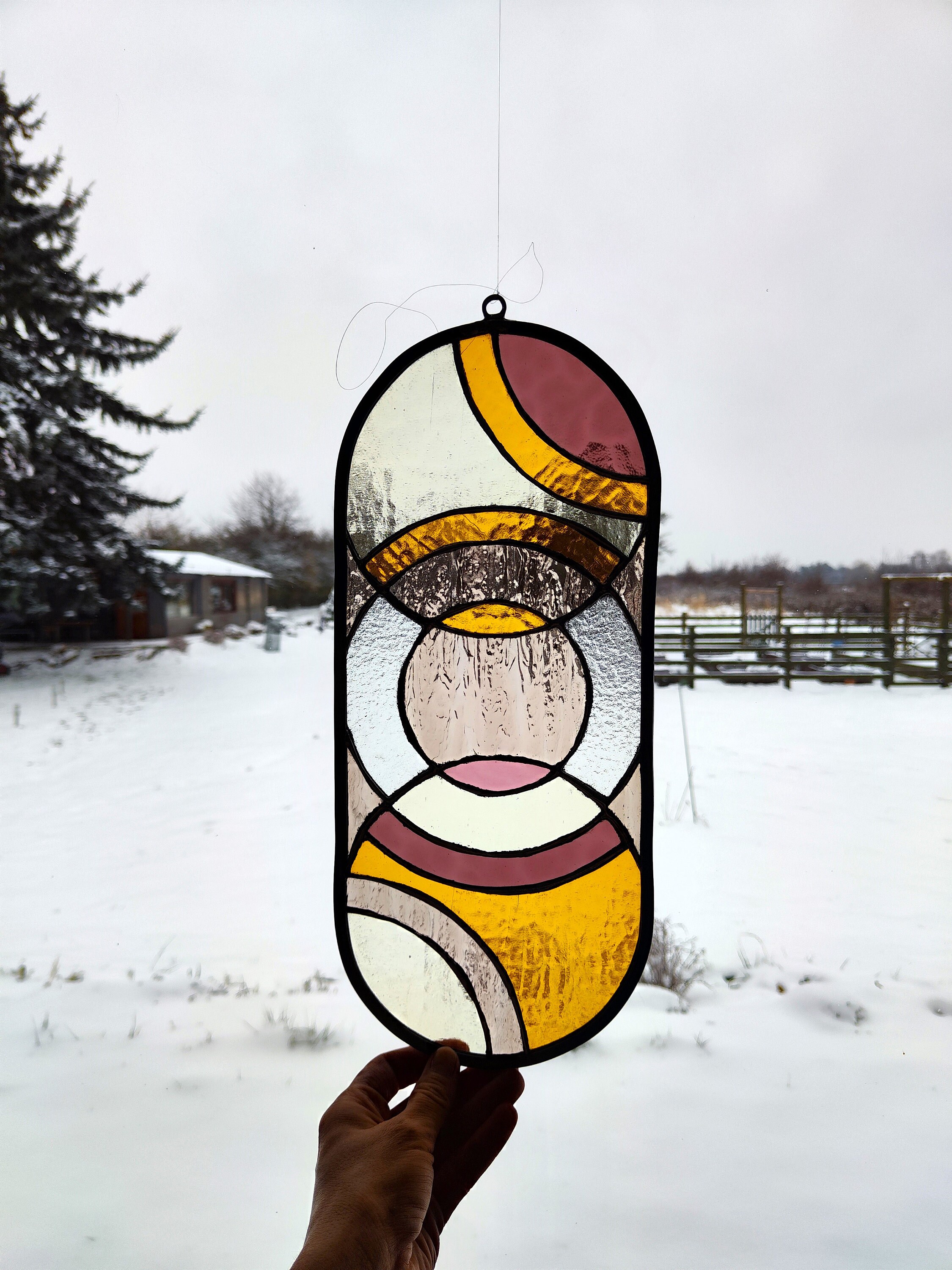 Modern Stained Glass Suncatcher, That '70s Show Inspired Panel, Retro ...