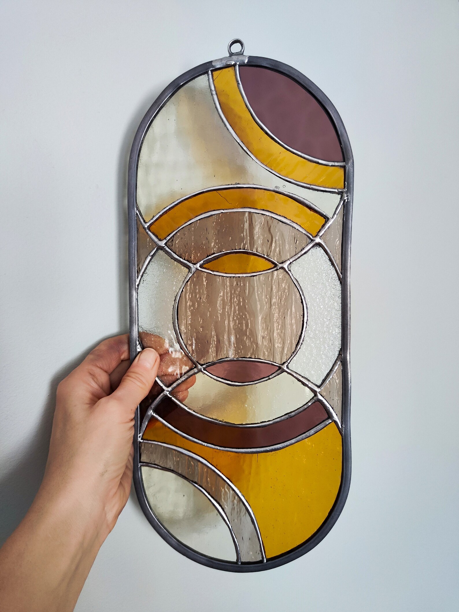 Modern Stained Glass Suncatcher, That '70s Show Inspired Panel, Retro ...