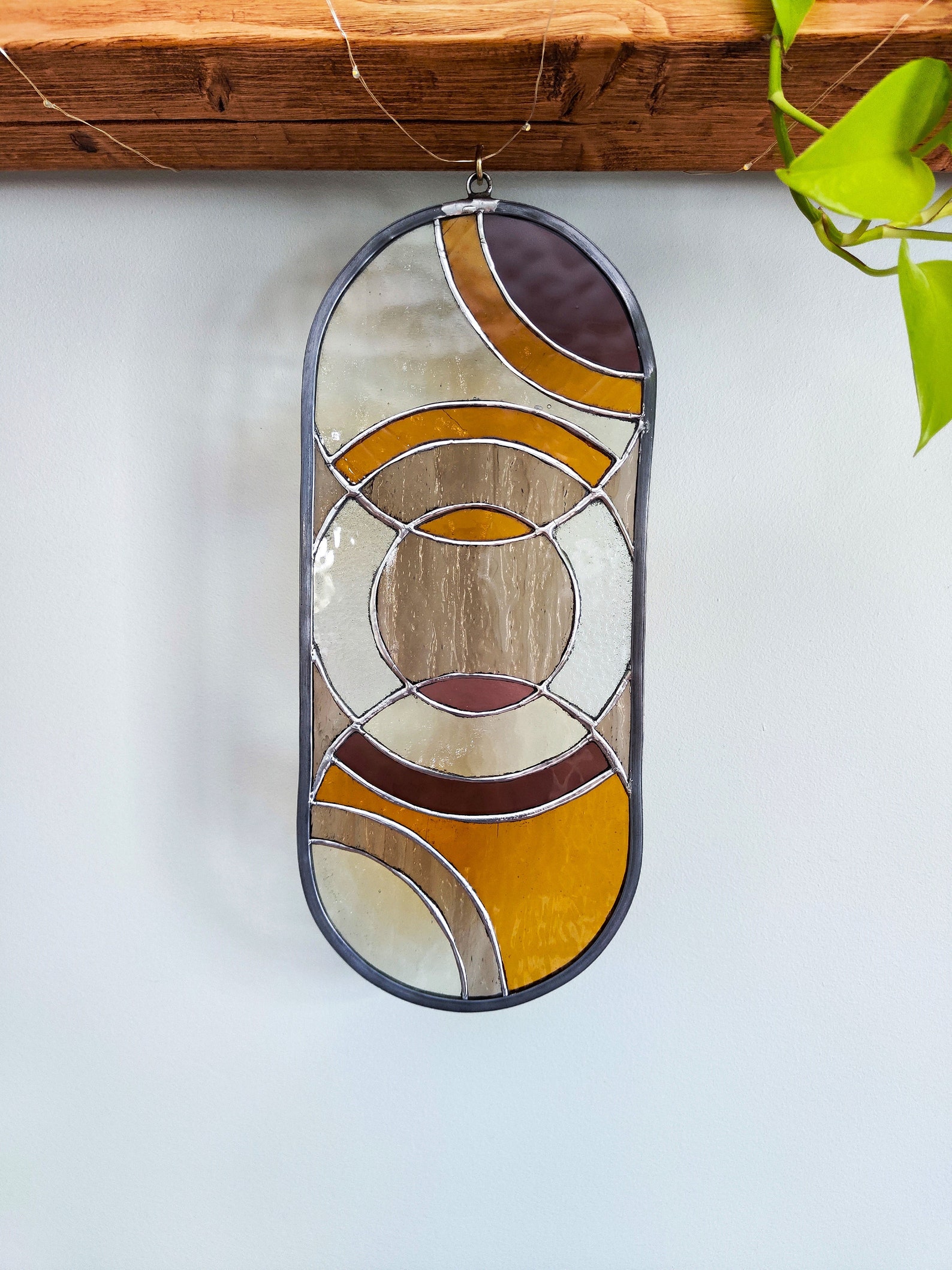 Modern Stained Glass Suncatcher, That '70s Show Inspired Panel, Retro ...