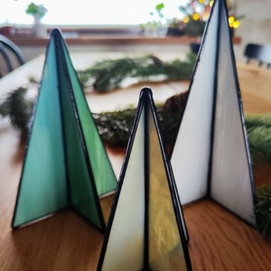 Modern Stained Glass Pine Trees Tabletop, Centerpiece, Home Decoration ...