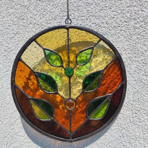 Modern Window Stained Glass Suncatcher, Nature and Fall Inspired Glass ...