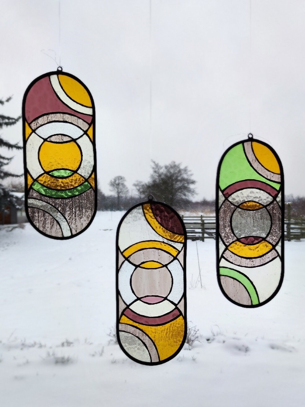 Modern Stained Glass Suncatcher, That '70s Show Inspired Panel, Retro ...