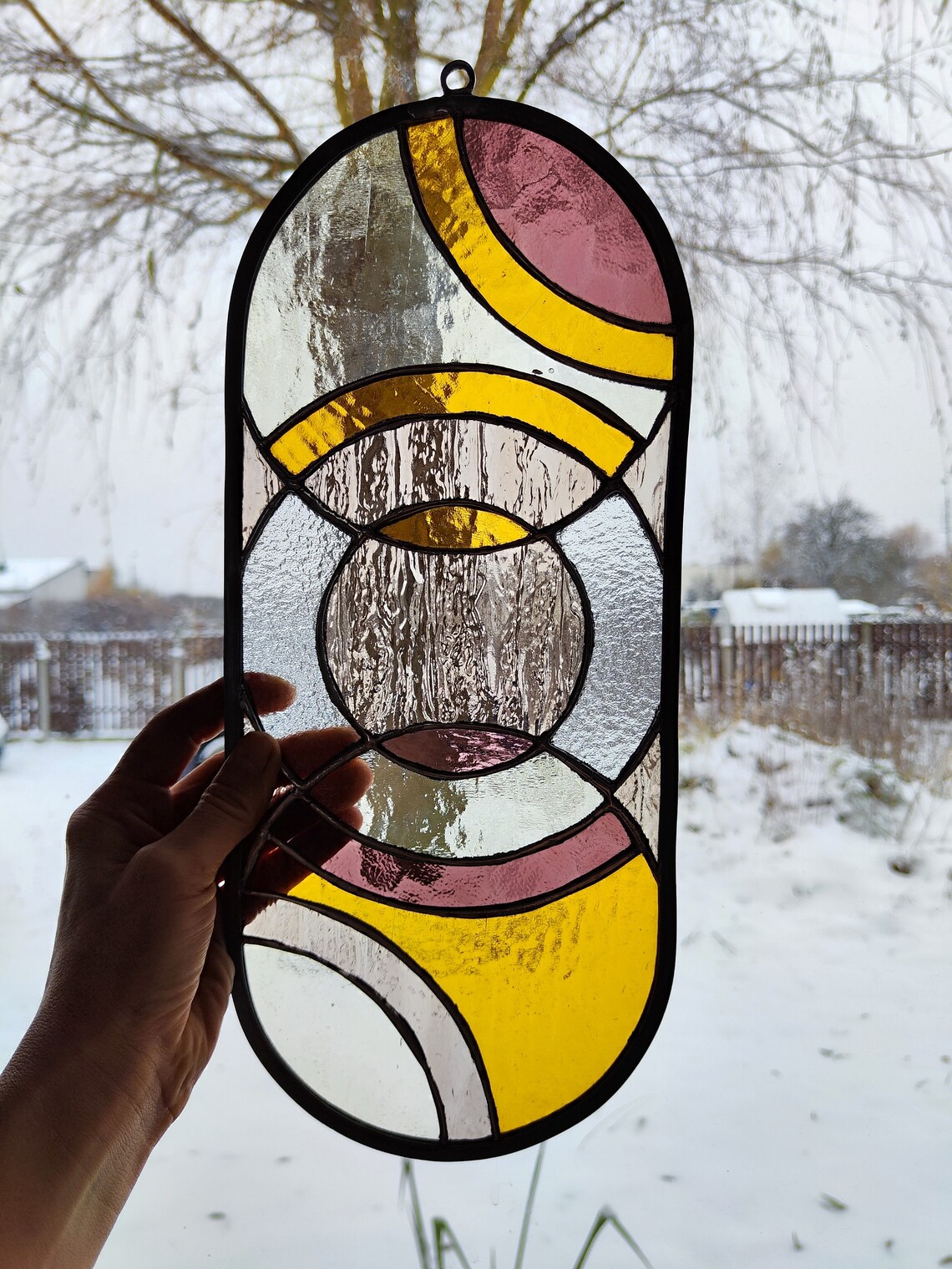 Modern Stained Glass Suncatcher, That '70s Show Inspired Panel, Retro ...