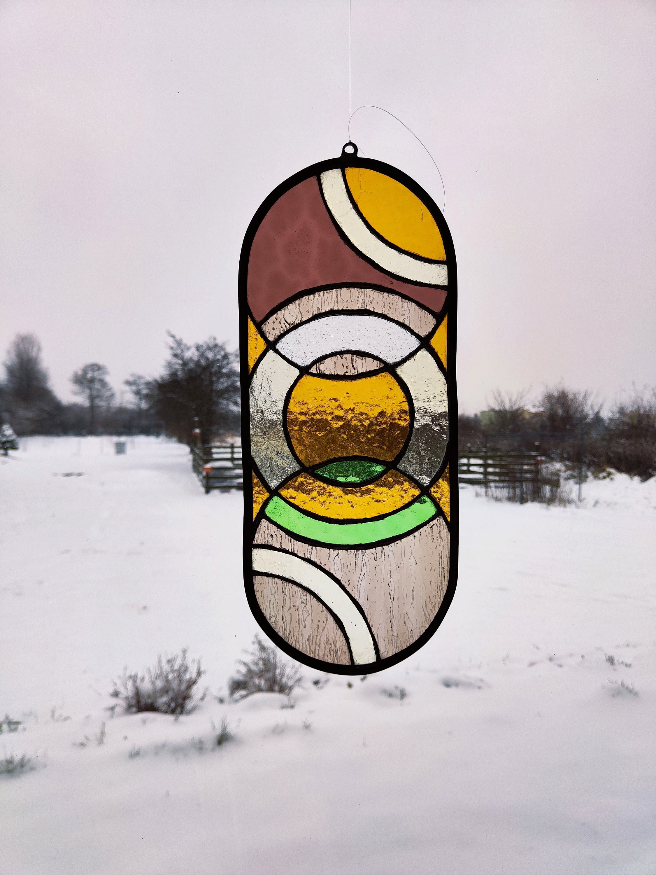Modern Stained Glass Suncatcher, That '70s Show Inspired Panel, Retro ...
