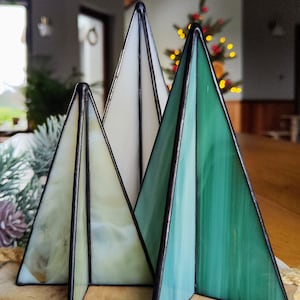 Modern Stained Glass Pine Trees Tabletop, Centerpiece, Home Decoration ...