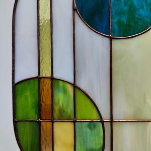 Modern Stained Glass Hanging, Spheres Suncatcher, Abstract Cosmos ...