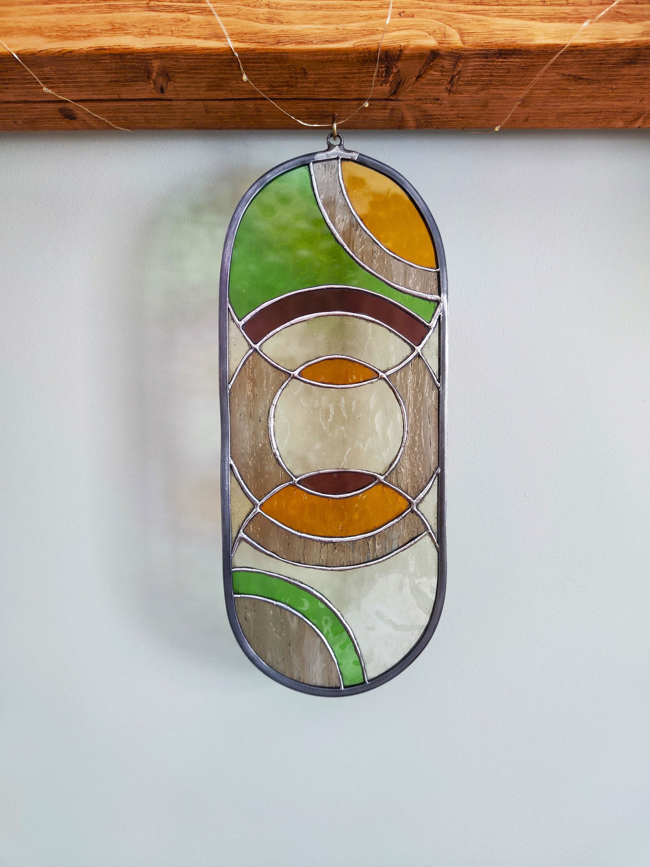 Modern Stained Glass Suncatcher, That '70s Show Inspired Panel, Retro ...