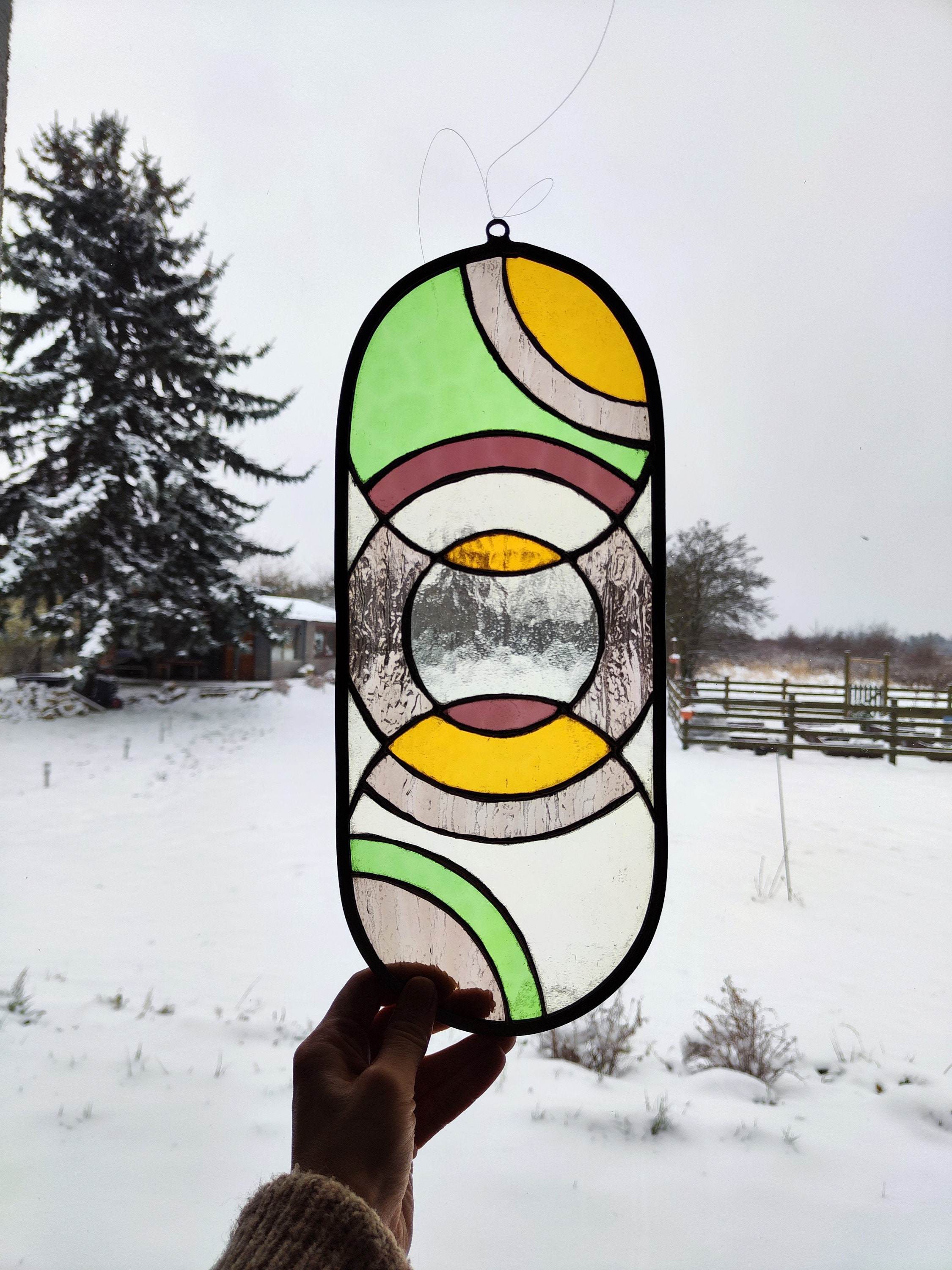 Modern Stained Glass Suncatcher, That '70s Show Inspired Panel, Retro ...