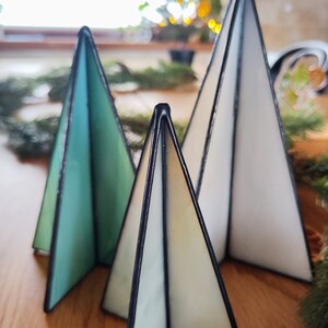 Modern Stained Glass Pine Trees Tabletop, Centerpiece, Home Decoration ...