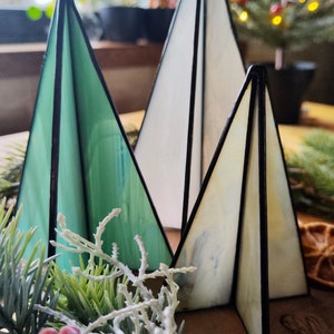 Modern Stained Glass Pine Trees Tabletop, Centerpiece, Home Decoration ...