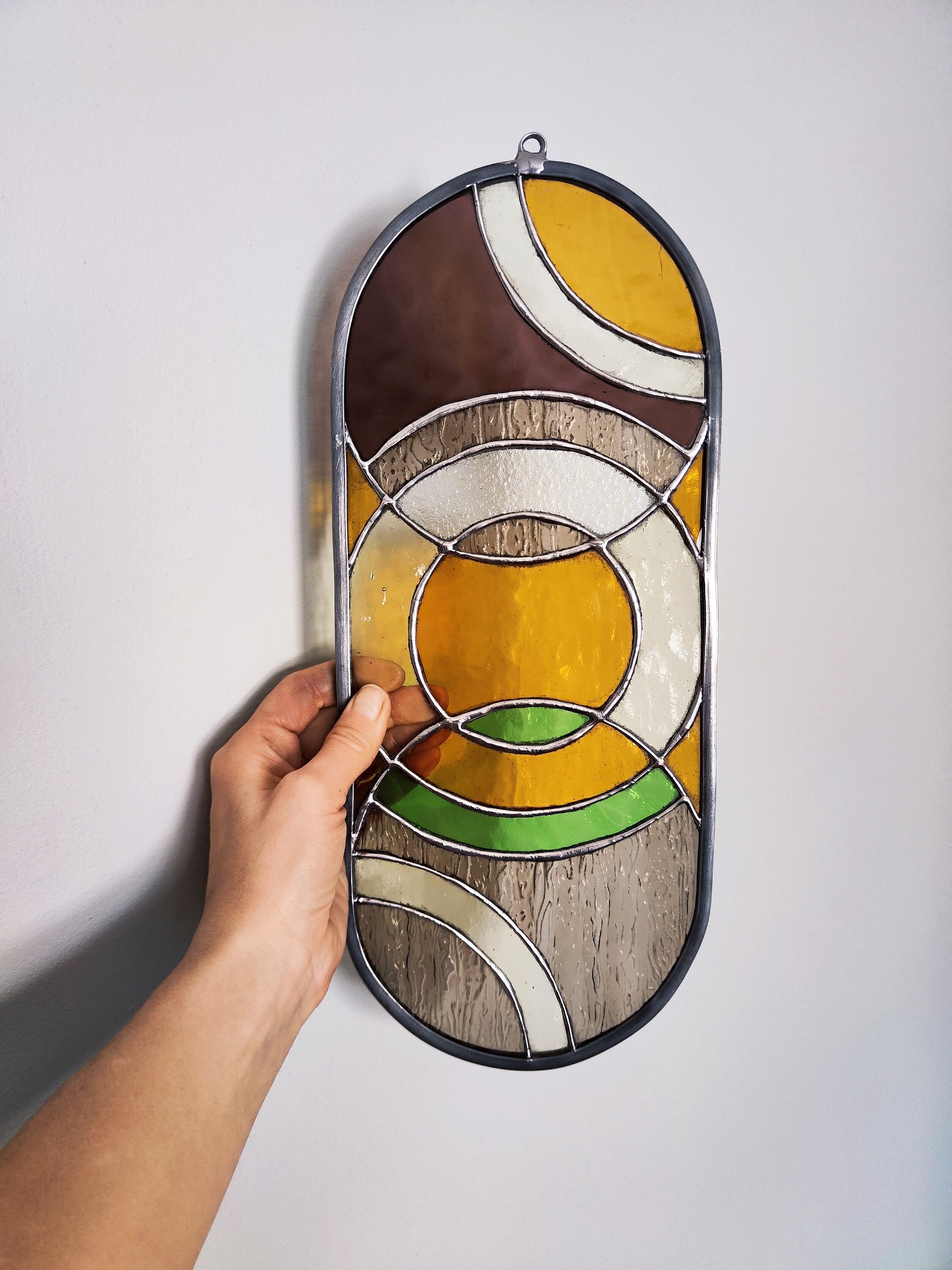 Modern Stained Glass Suncatcher, That '70s Show Inspired Panel, Retro ...