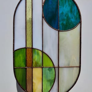 Modern Stained Glass Hanging, Spheres Suncatcher, Abstract Cosmos ...