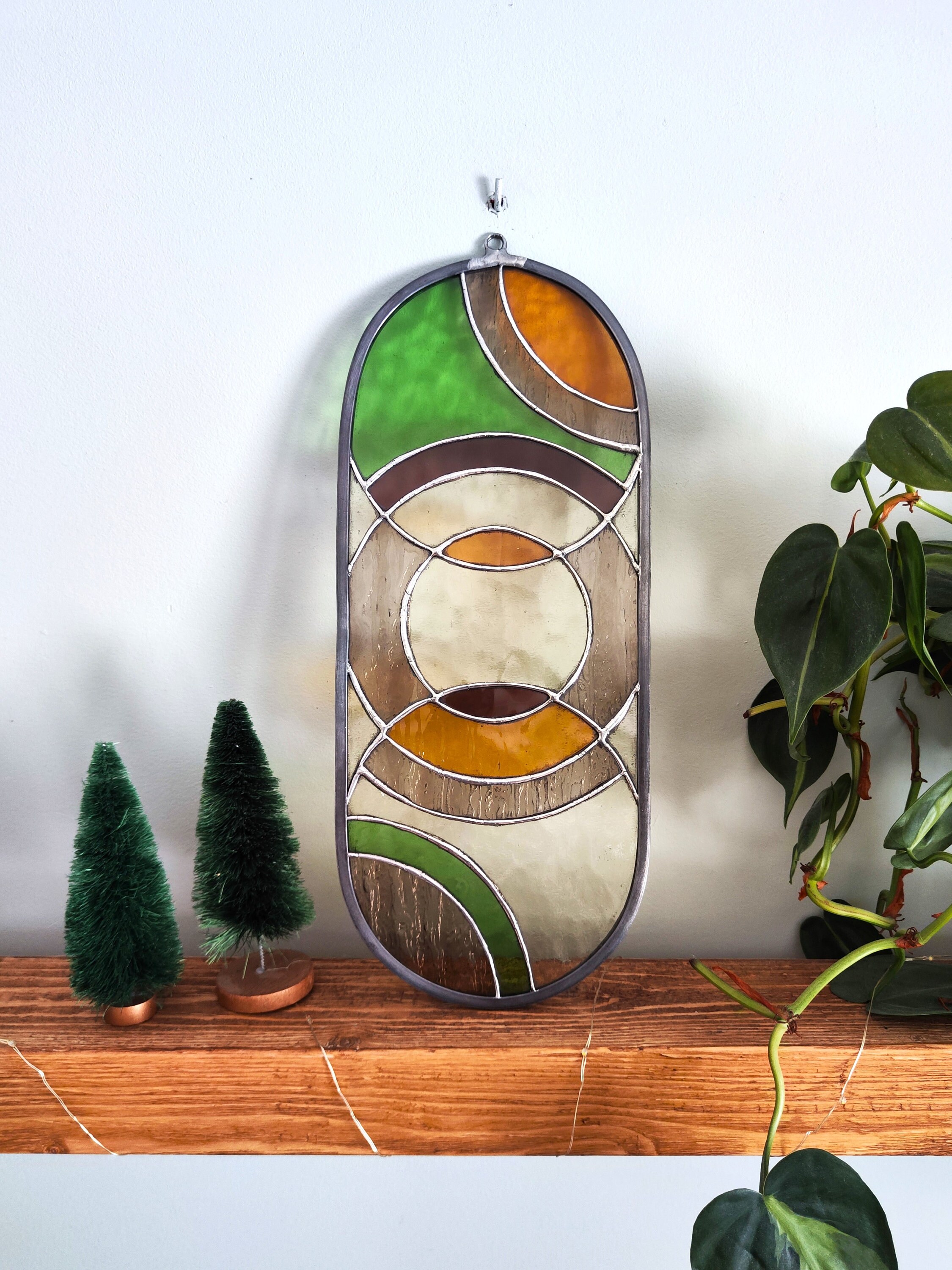 Modern Stained Glass Suncatcher, That '70s Show Inspired Panel, Retro ...