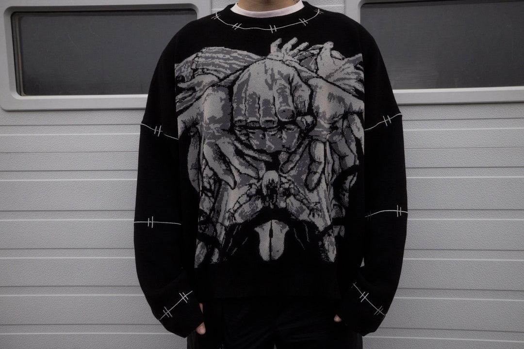 Jujitsu Kaisen Mahito Knit Cotton Graphic Sweater - Etsy